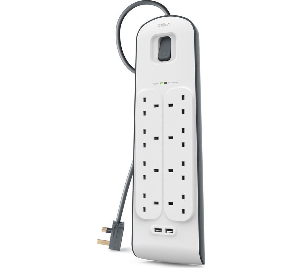 BELKIN BSV804af2M Surge Protected 8-Socket Extension Lead with USB ...
