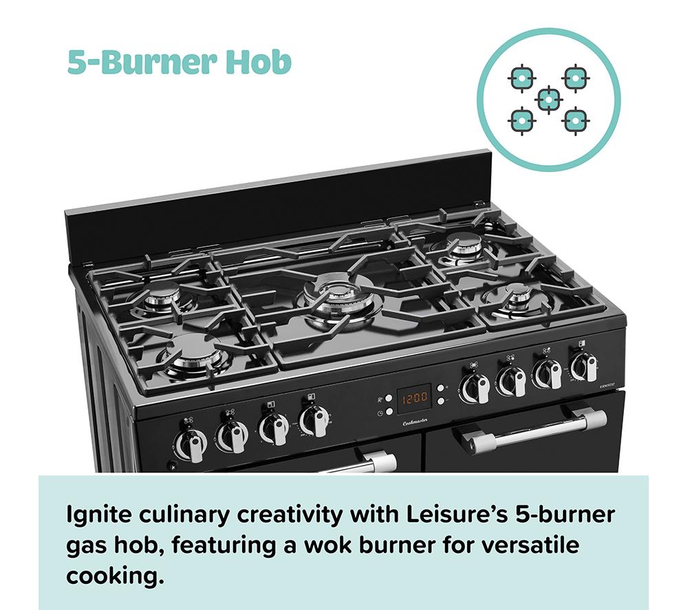Buy LEISURE PR100F530K 100 cm Dual Fuel Range Cooker - Black | CurrysIE