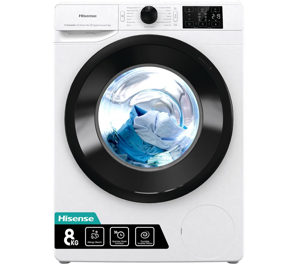 HISENSE 3 Series WFGC801439VM 8 kg 1400 Spin Washing Machine - White