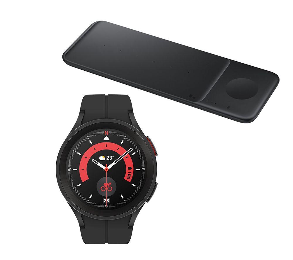 Samsung Galaxy Watch5 Pro 4G & Qi Wireless Trio Charging Pad Bundle ...