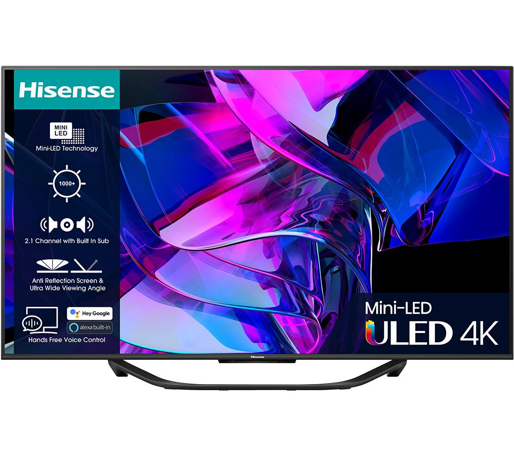 55" HISENSE 55U7KQTUK Smart 4K Ultra HD HDR Mini-LED TV with Amazon ...