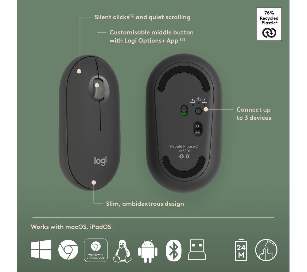 Buy LOGITECH Pebble 2 MK380 Wireless Keyboard & Mouse Set - Graphite ...