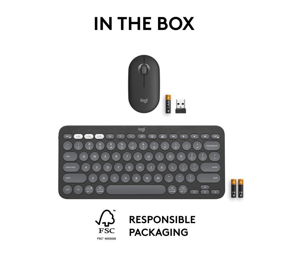 Buy LOGITECH Pebble 2 MK380 Wireless Keyboard & Mouse Set - Graphite ...