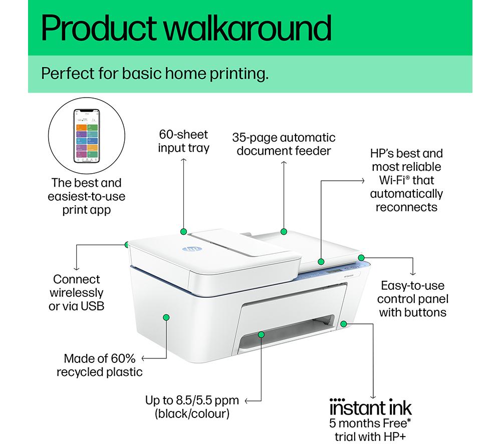 HP DeskJet 4222e All-in-One Wireless Printer | Scan & Copy | 5 Months ...