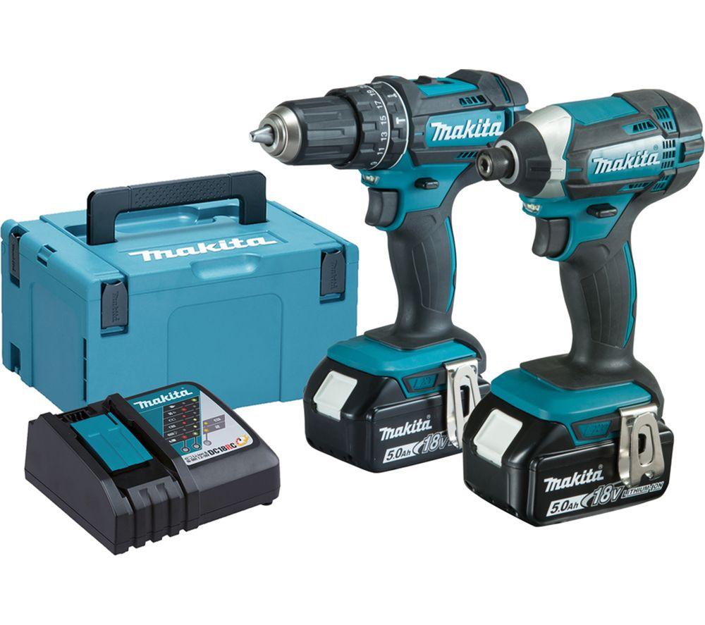 MAKITA DLX2131TJ Cordless Combi Drill and Impact Driver Set with 2 ...