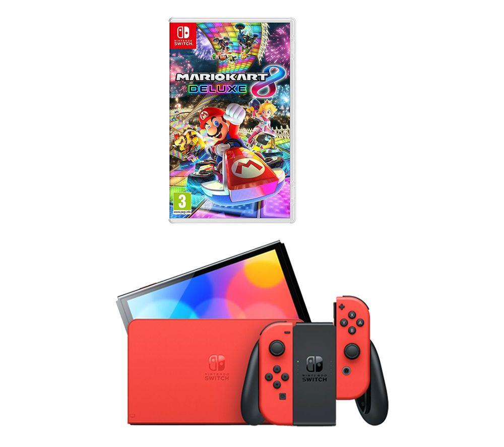 Nintendo Switch OLED Mario Red Edition & Mario Kart 8 Deluxe Bundle ...