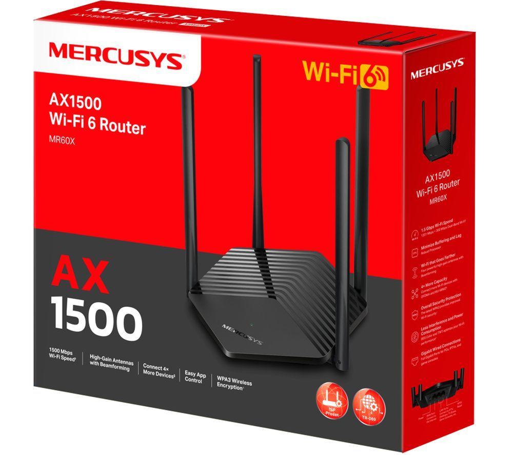 Buy MERCUSYS MR60X WiFi Cable Router - AX 1500, Dual-band | Currys