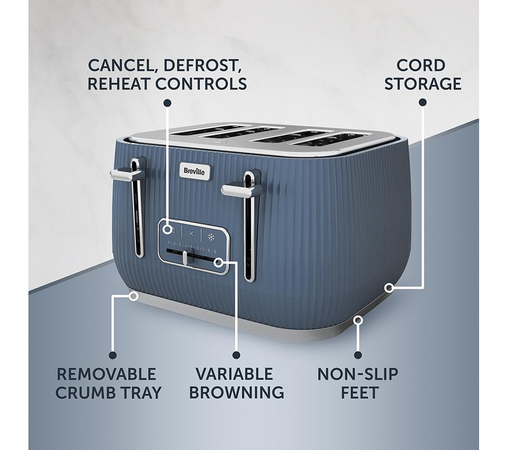 Buy BREVILLE Linear VTR033 4-Slice Toaster - Faded Blue | Currys