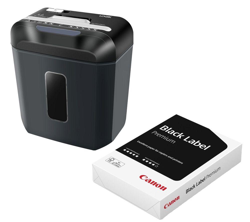 Logik L9CSCUT24 Cross Cut Paper Shredder & 500 Sheets A4 Premium Black ...