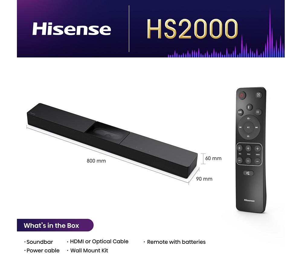 Buy HISENSE HS2000 2.1 Compact Sound Bar with DTS Virtual:X | Currys