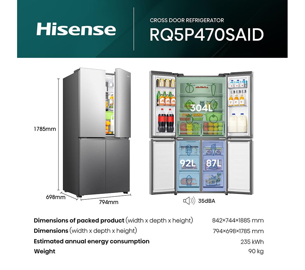 Buy HISENSE PureFlat RQ5P470SAID Fridge Freezer - Silver Stainless ...