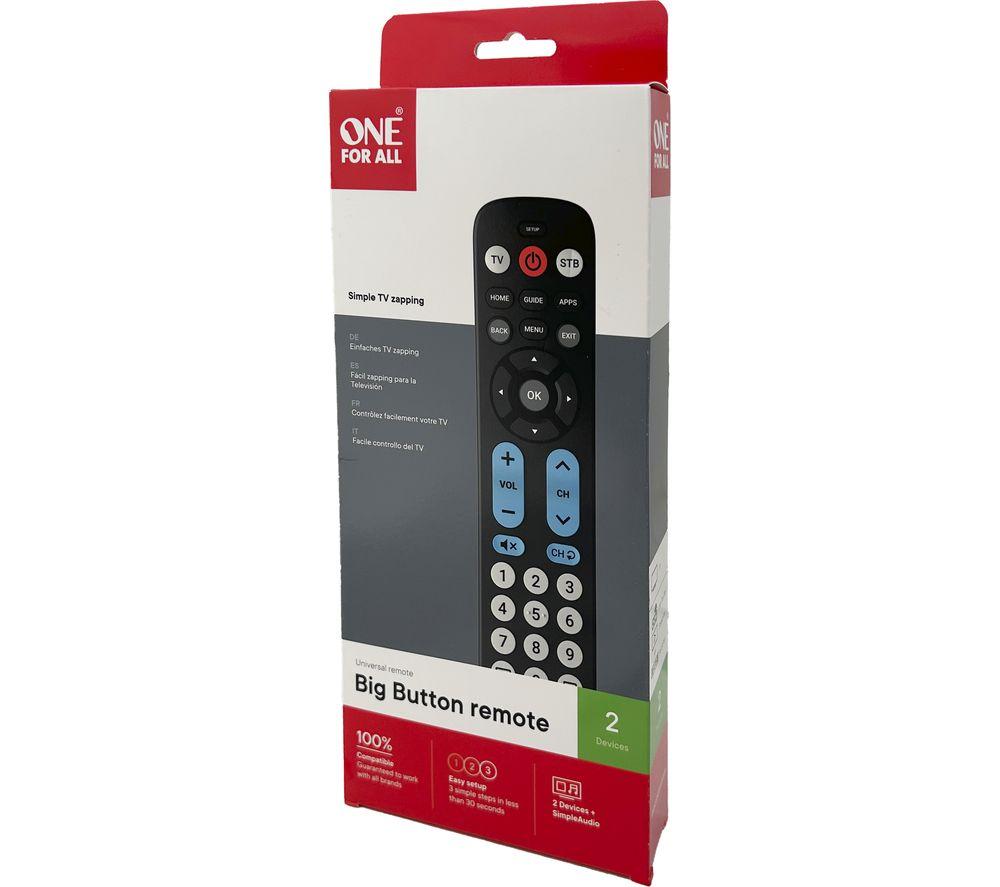 Buy ONE FOR ALL URC6821 Big Button Universal Remote Control | CurrysIE