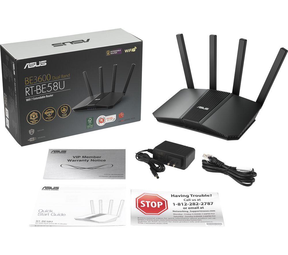 Buy ASUS RT-BE58U WiFi Cable Router - BE 3600, Dual-band | Currys