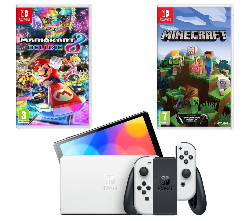 Buy NINTENDO Switch OLED White Mario Kart 8 Deluxe Minecraft Bundle Currys
