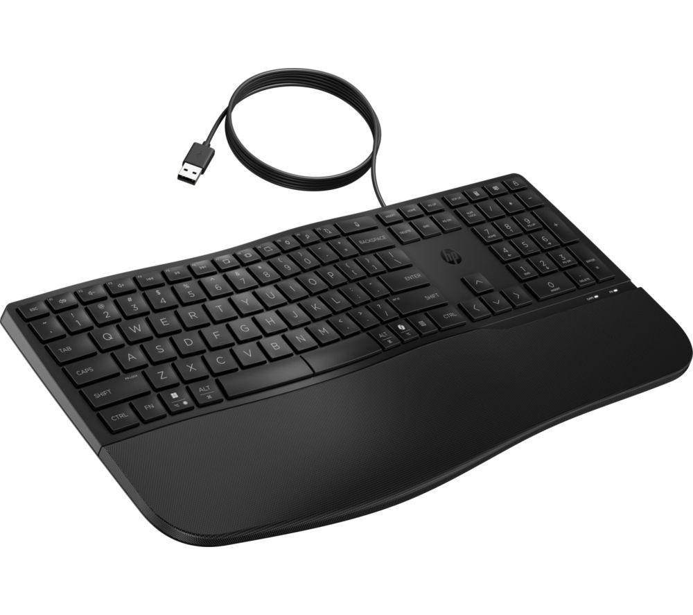 Buy HP Comfort Wired Ergonomic Keyboard - Black | CurrysIE