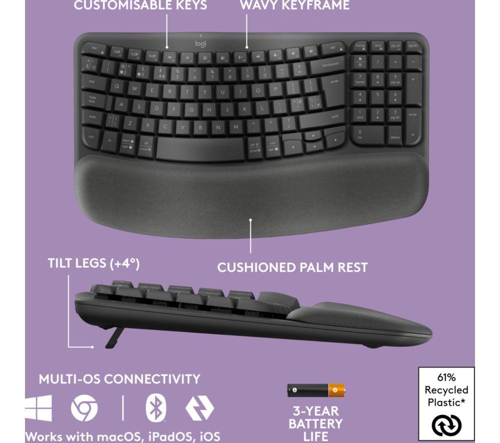 Buy LOGITECH Wave Wireless Keyboard & Lift Mouse Set - Graphite | Currys