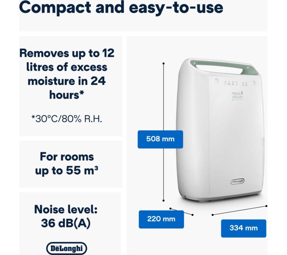 Buy DELONGHI Tasciugo AriaDry 12 L Dehumidifier & Air Purifier - White ...