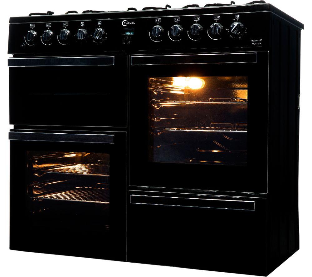 Buy FLAVEL Milano 100 MLN10FRK Dual Fuel Range Cooker - Black & Chrome ...