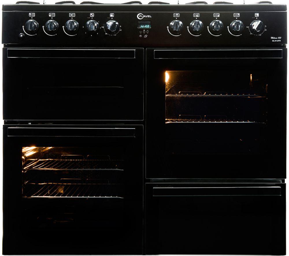 Buy FLAVEL Milano 100 MLN10FRK Dual Fuel Range Cooker - Black & Chrome ...
