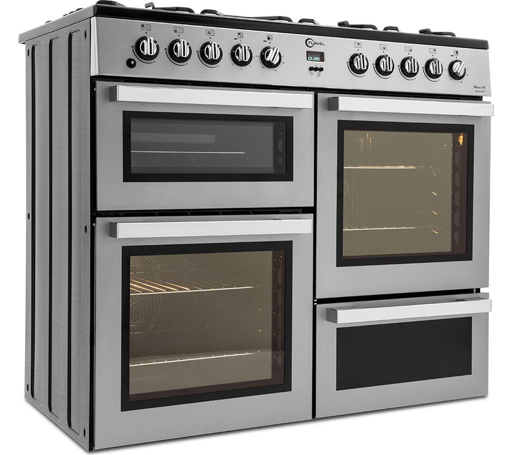 Buy FLAVEL MLN10FRS Dual Fuel Range Cooker - Silver & Chrome | Currys
