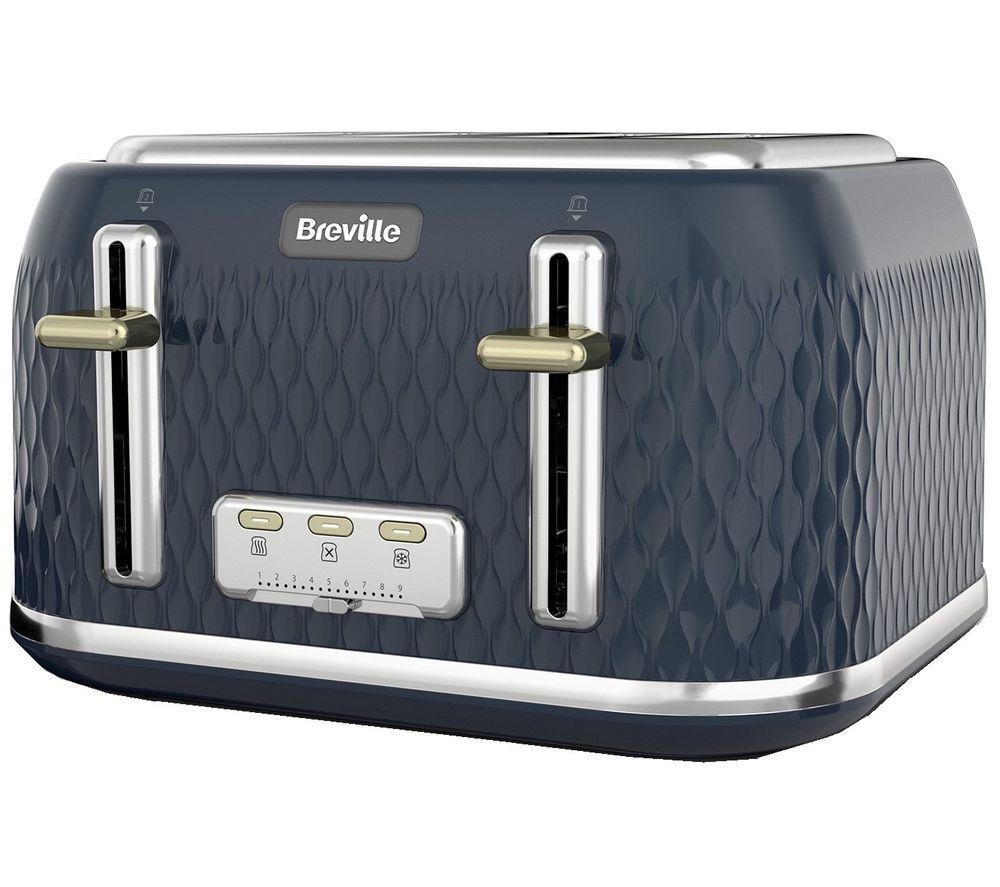 Buy BREVILLE Curve VTT965 4-Slice Toaster - Gold & Navy Blue | Currys