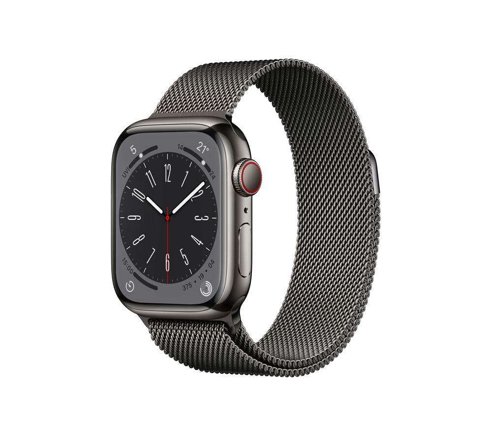 APPLE Watch Series 8 Cellular - Graphite with Graphite Milanese Loop, 41 mm