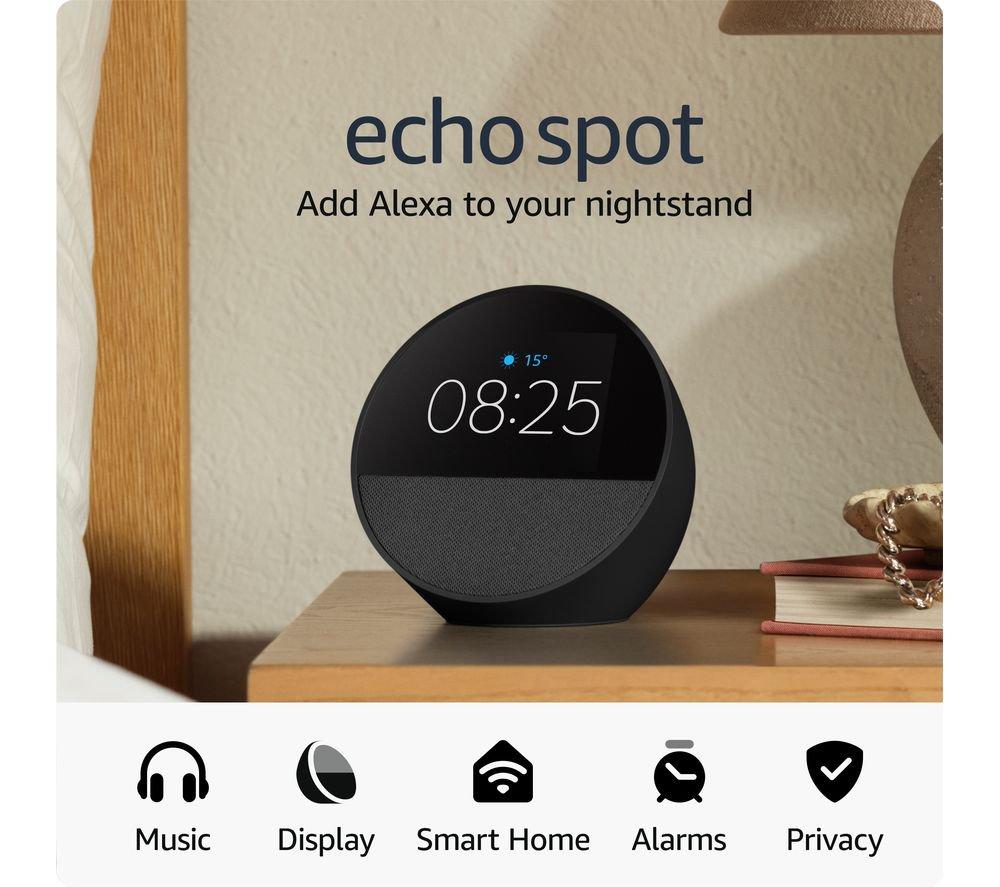 Buy AMAZON Echo Spot Smart Alarm Clock with Alexa - Black | Currys