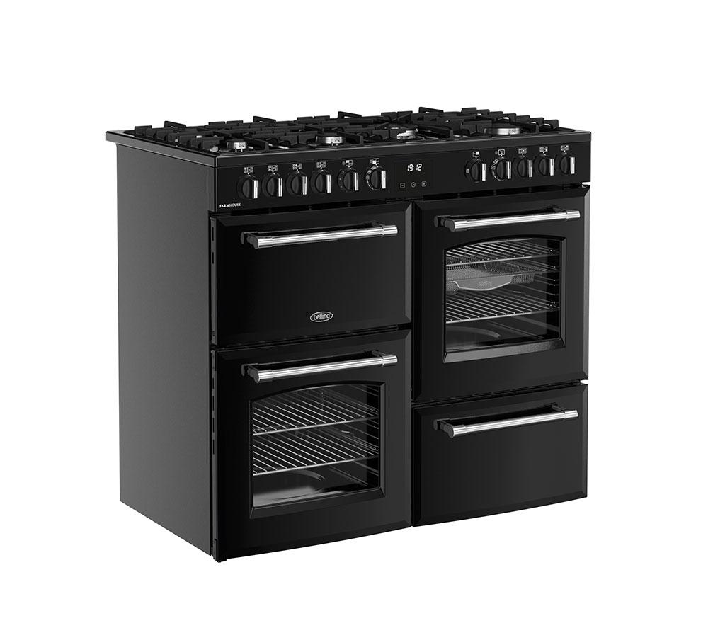 Buy BELLING Farmhouse 100DF Dual Fuel Range Cooker - Black & Chrome ...