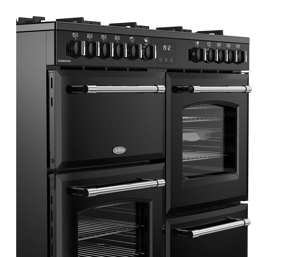 Buy BELLING Farmhouse 100DF Dual Fuel Range Cooker - Black & Chrome ...