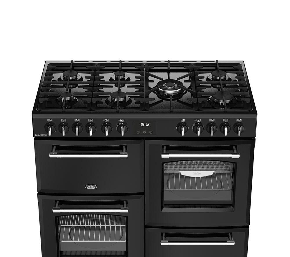 Buy BELLING Farmhouse 100DF Dual Fuel Range Cooker - Black & Chrome ...