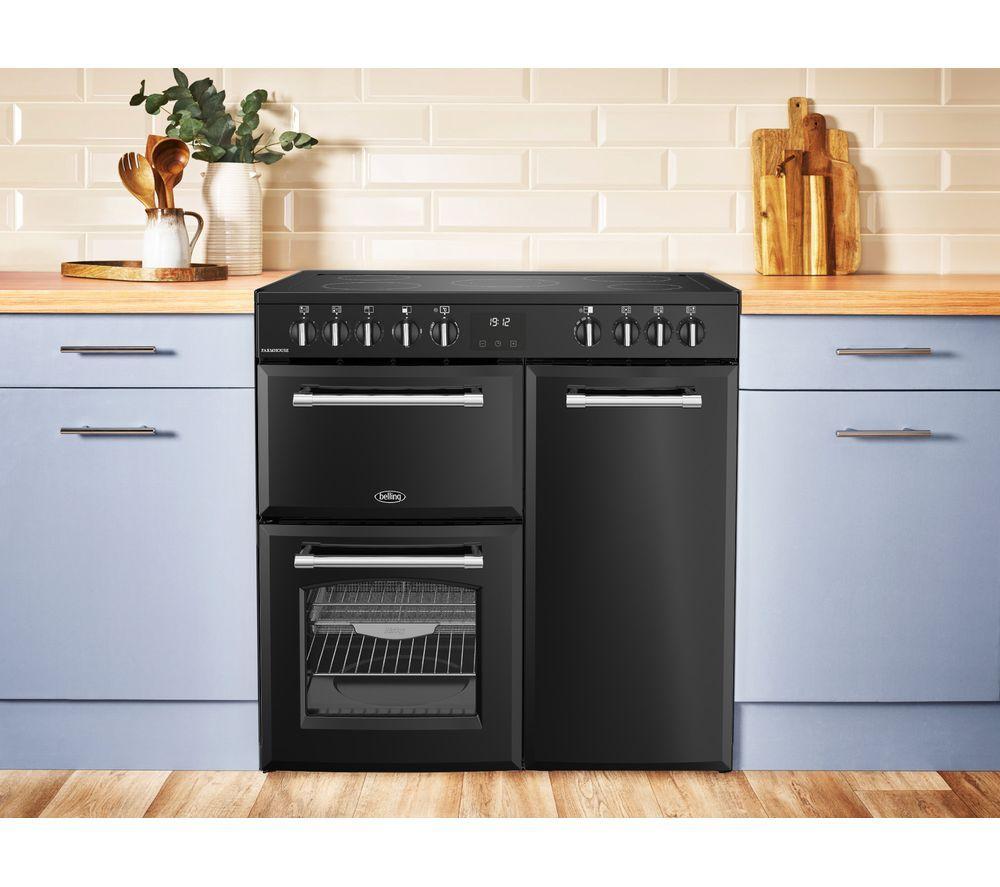 Buy BELLING Farmhouse 90E Electric Ceramic Range Cooker - Black | CurrysIE